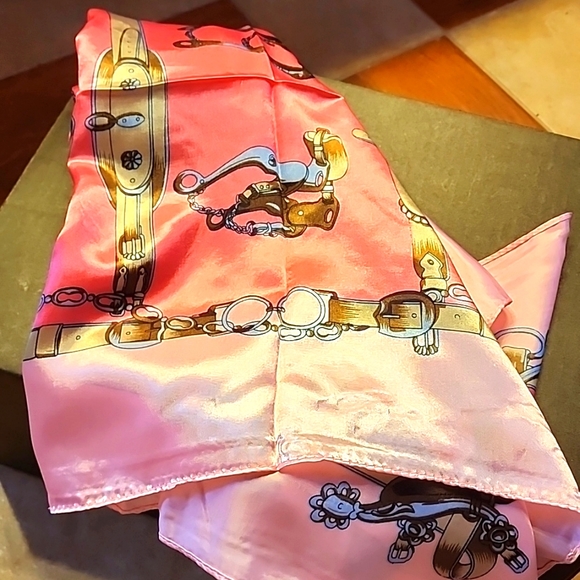 Accessories | Pink Scarf With Harness And Buckle Design In Brown And ...